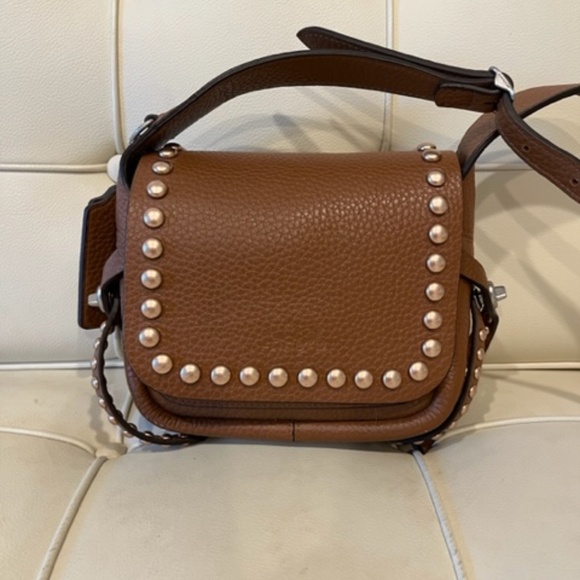 Coach | Bags | Coach Taupe Saddle Rivet Stud Pebbled Leather Dakotah 4 ...